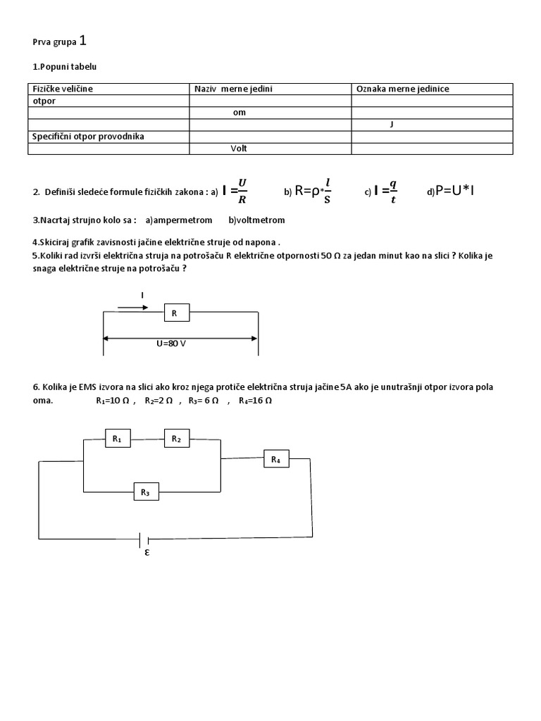 8 Razred El Struja Test Naj Noviji Sreda 83 | PDF