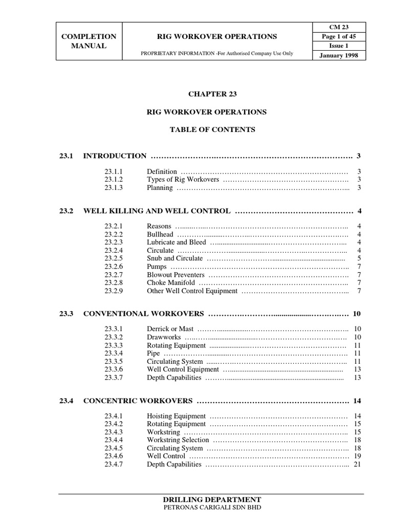 Rig Workover Operations PDF | PDF | Drilling Rig | Casing (Borehole)