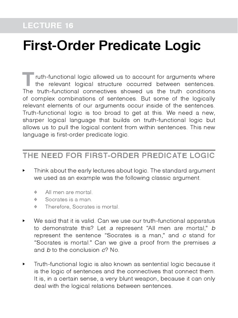 Topic 16 First Order Predicate Logic | PDF | Logic | First Order Logic