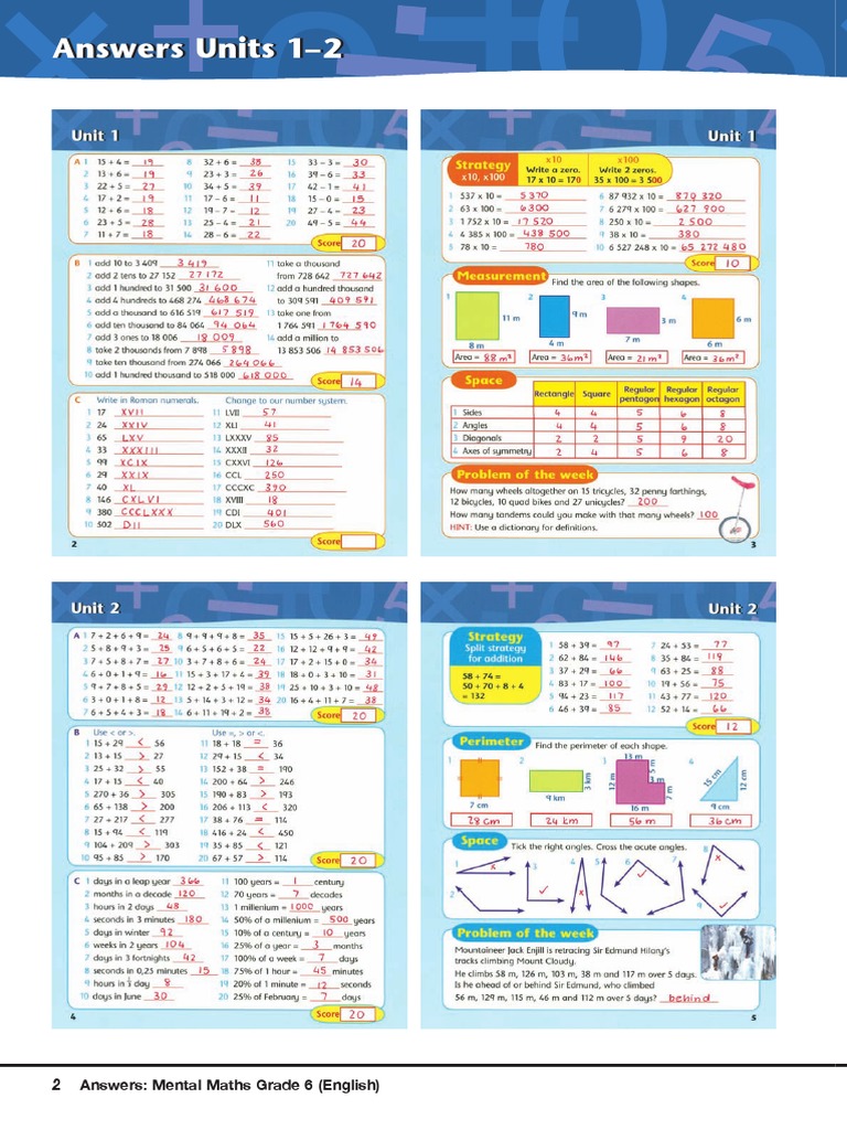 201010281428100mental Maths g6 Eng Answers | PDF