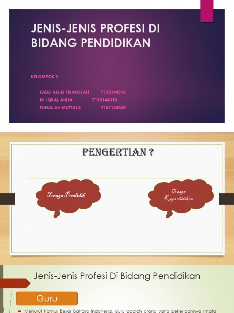 Jenis-Jenis Profesi Di Bidang Pendidikan | PDF
