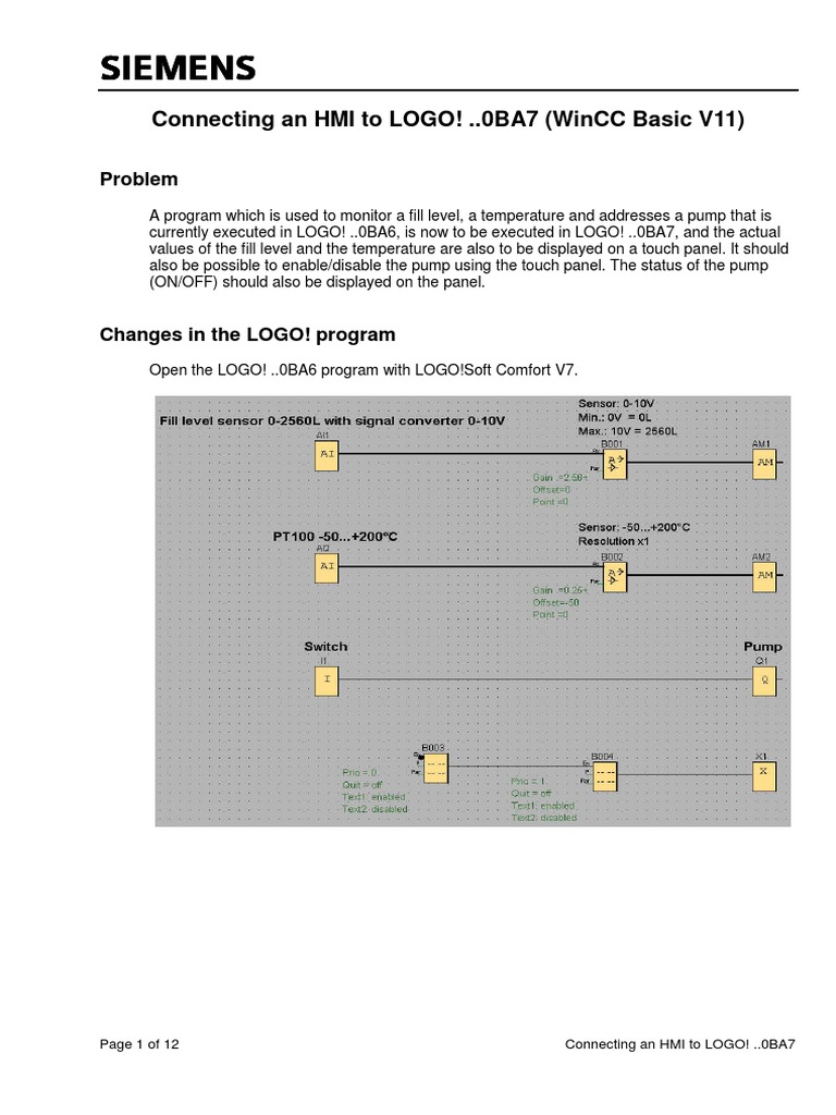 Connecting An HMI To LOGO! ..0BA7 (WinCC Basic V11) HMI-communication PDF | PDF | User Interface ...