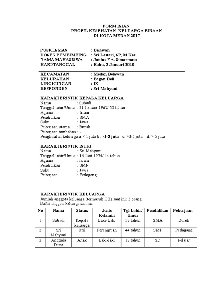 Contoh Form Isian Keluarga Binaan | PDF
