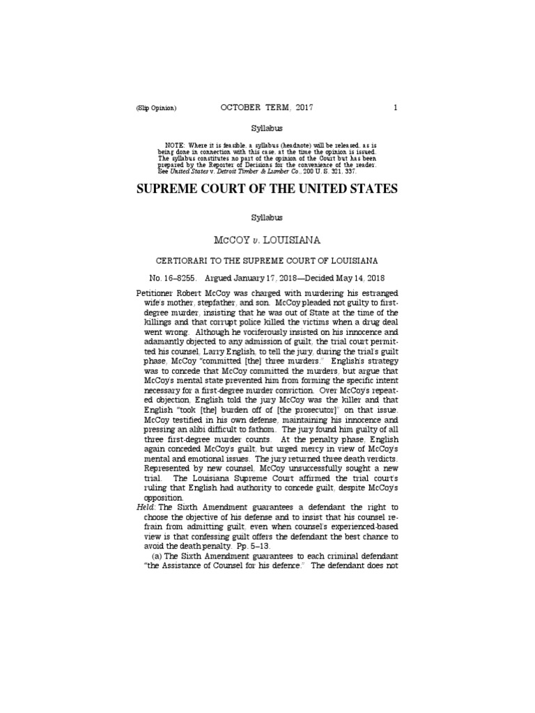 McCoy Louisiana - 14 Mai 2018 | PDF | Sixth Amendment To The United ...