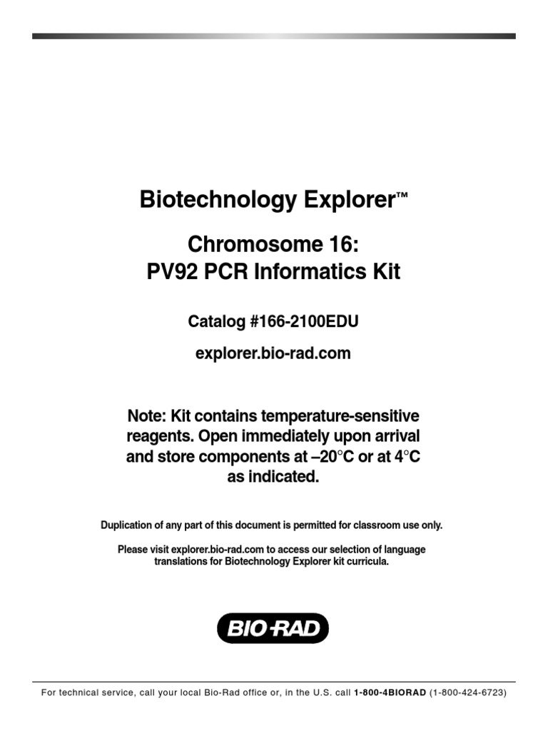 PV92 PCR Kit Manual PDF | PDF | Primer (Molecular Biology) | Exon