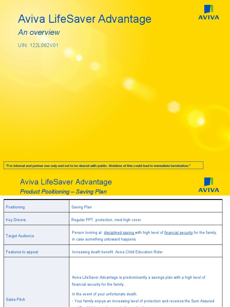Aviva LifeSaver Advantage | PDF | Insurance | Stocks