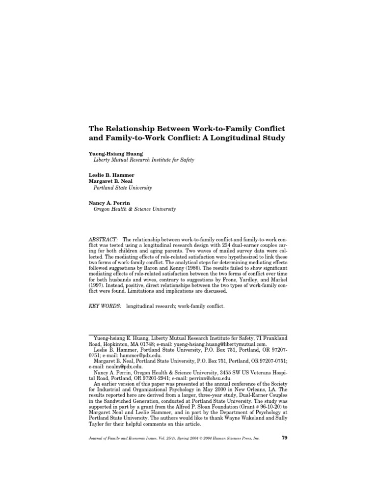 The Relationship Between Work To Family Conflict and Family To Work ...