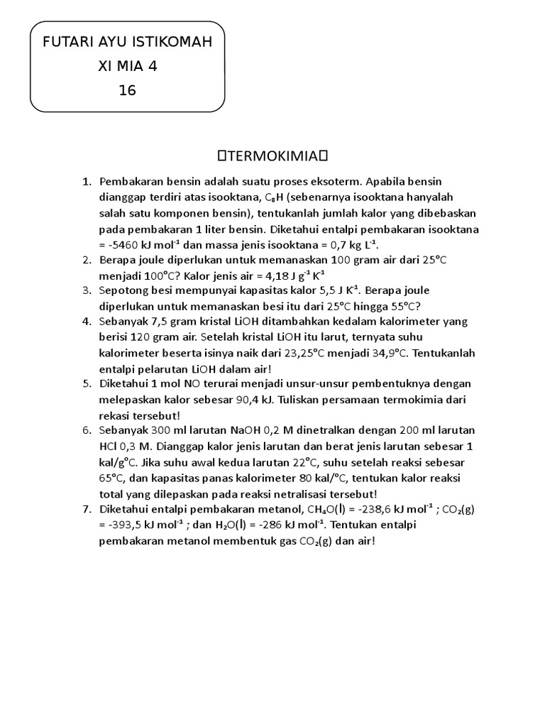 Termokimia & Laju Reaksi | PDF
