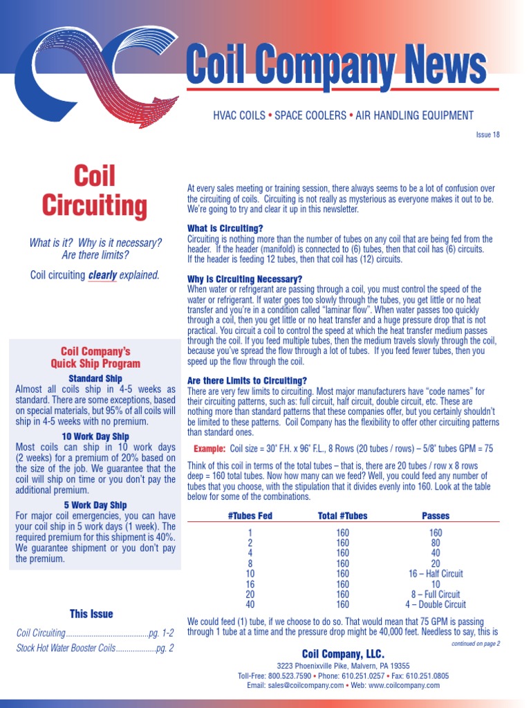 Coil Circuiting: Hvac Coils Space Coolers Air Handling Equipment | PDF ...