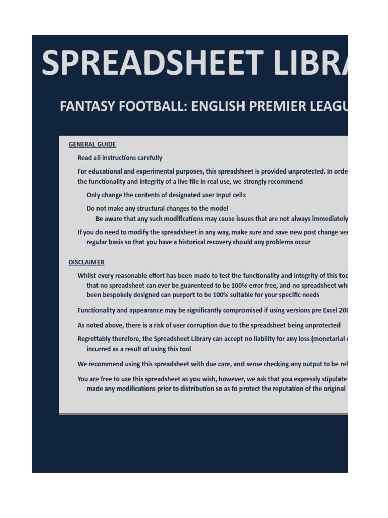 FPL Fixture Analysis v0.01 | PDF | Spreadsheet | English Football ...