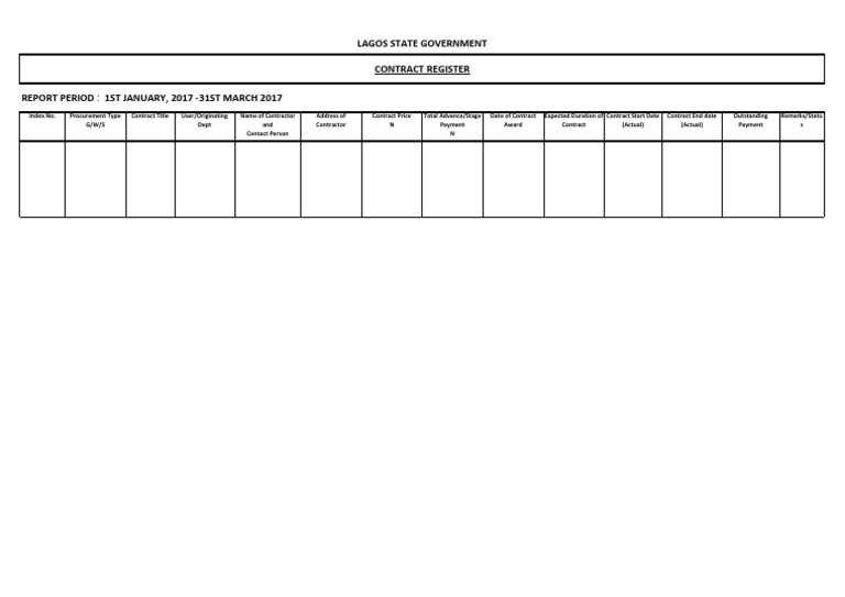 2017 Contract Register | PDF