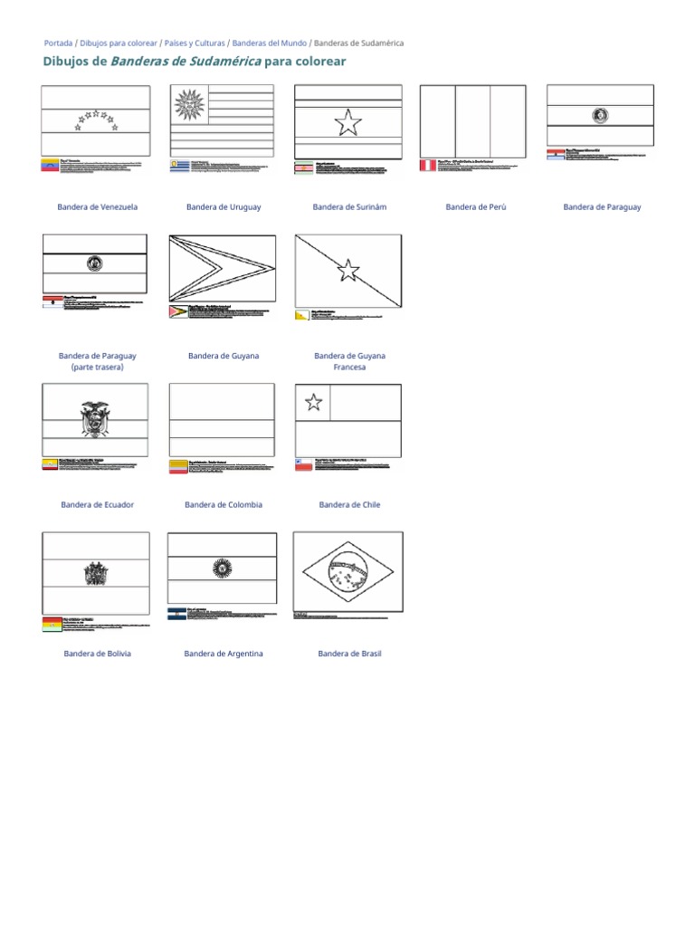 Banderas de Sudamérica para Colorear | PDF