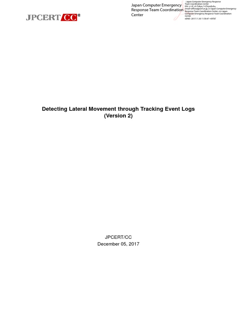 Detecting Lateral Movement Through Tracking Event Logs - Version2 | PDF ...