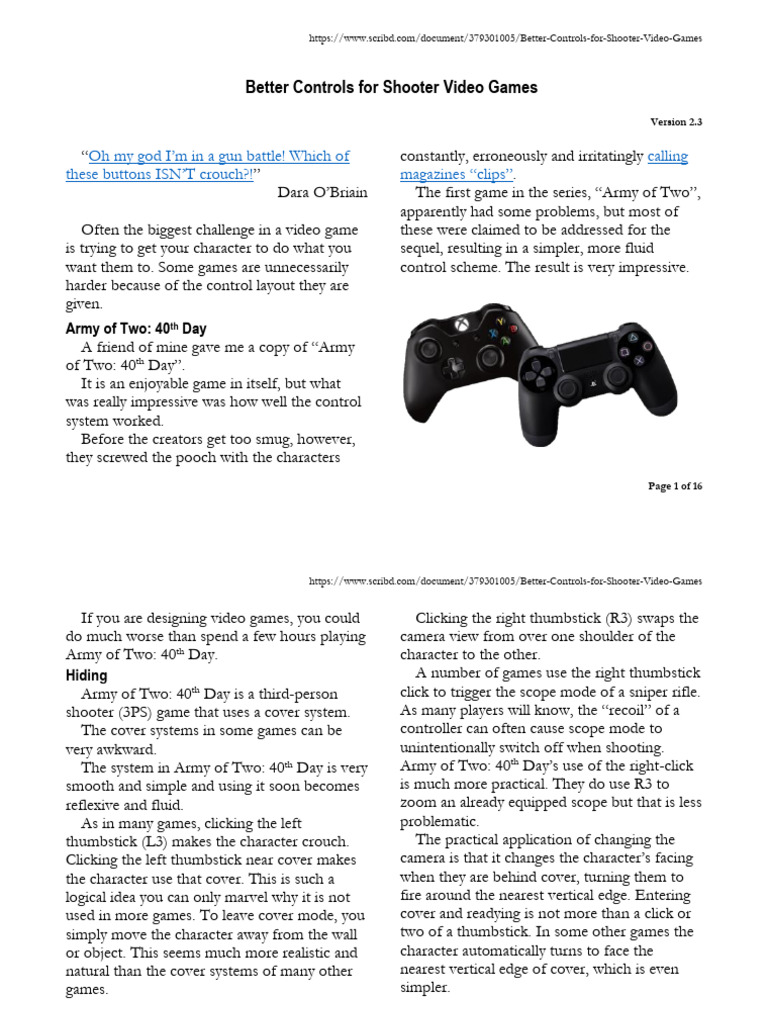 Better Controls For Shooter Video Games | PDF | Trigger (Firearms ...