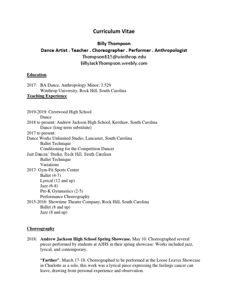 CV Website | PDF | Dances | Ballet