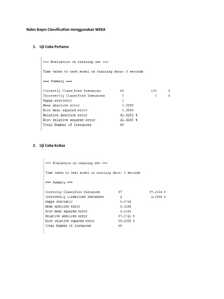 Naïve Bayes Classification Menggunakan WEKA | PDF
