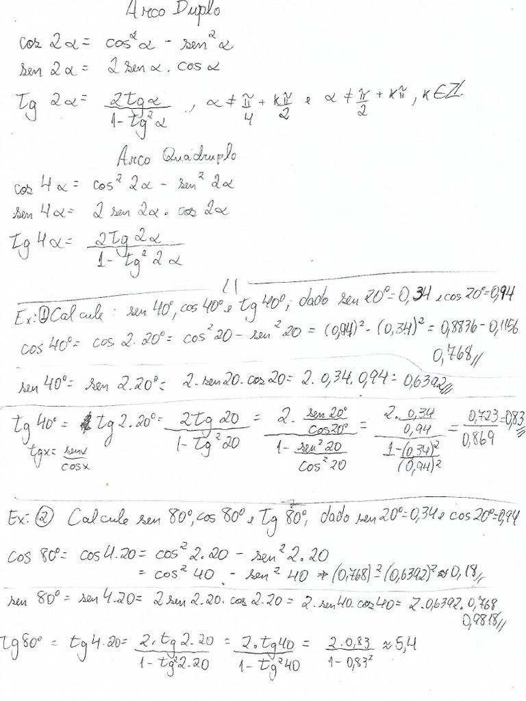 Arco Duplo e Quadruplo em Trigonometria | PDF