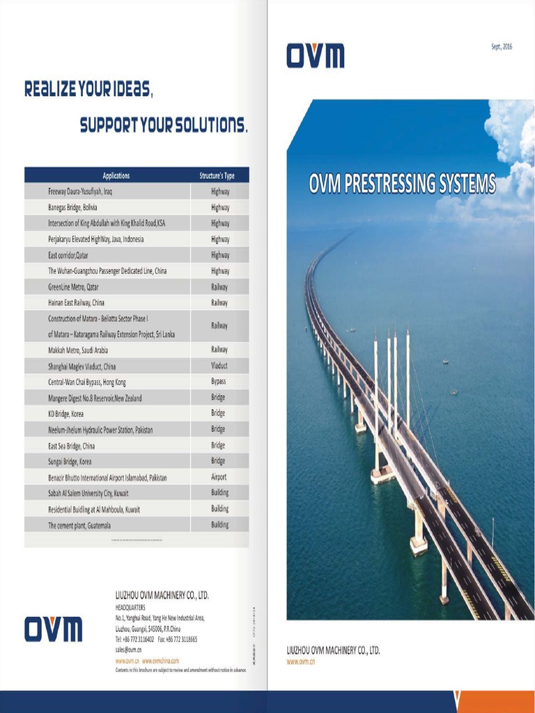 OVM Prestressing Systems Sep 2016 | PDF