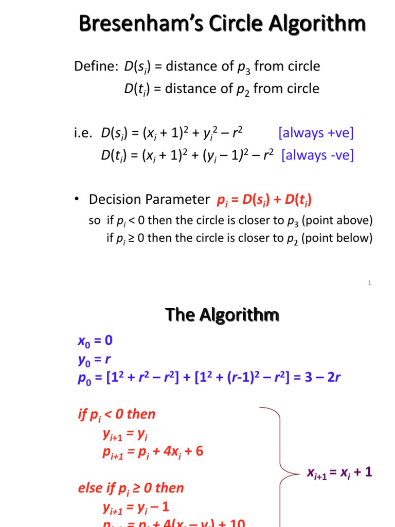 Bresenham's Circle Algorithm | PDF