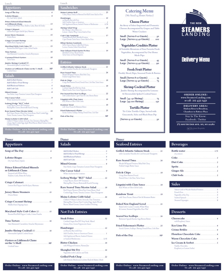 Steamers Delivery Menu - House PRINT | PDF | Foods