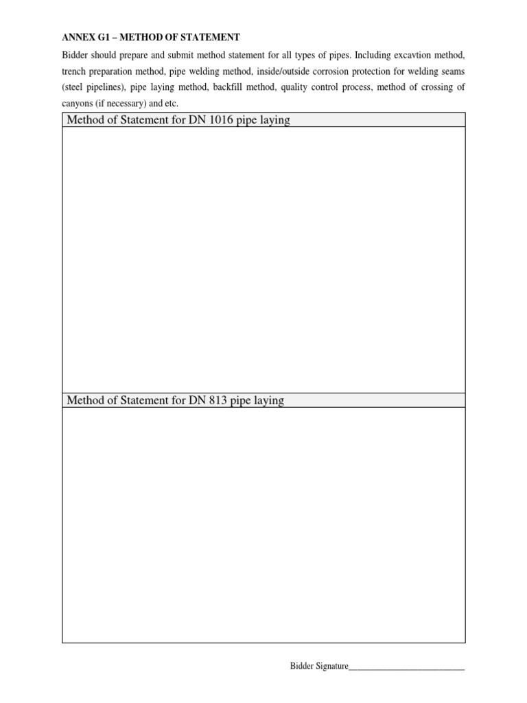 Annex g1 Method of Statement | PDF