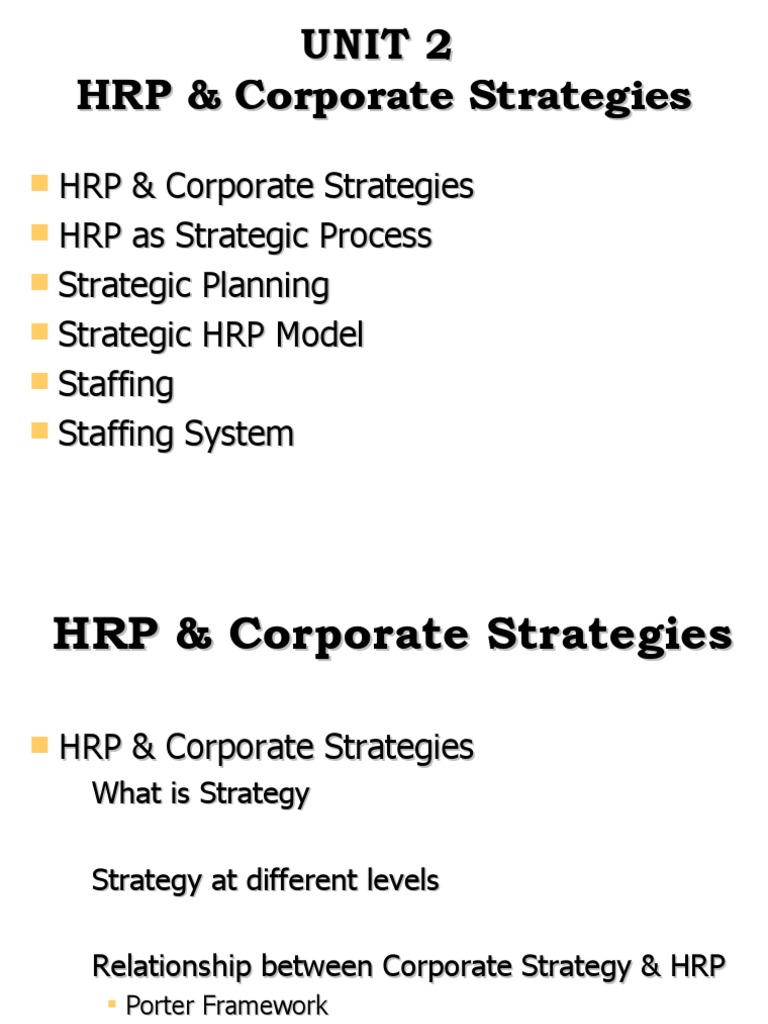 HRP and Corporate Strategy Overview | PDF | Strategic Management ...