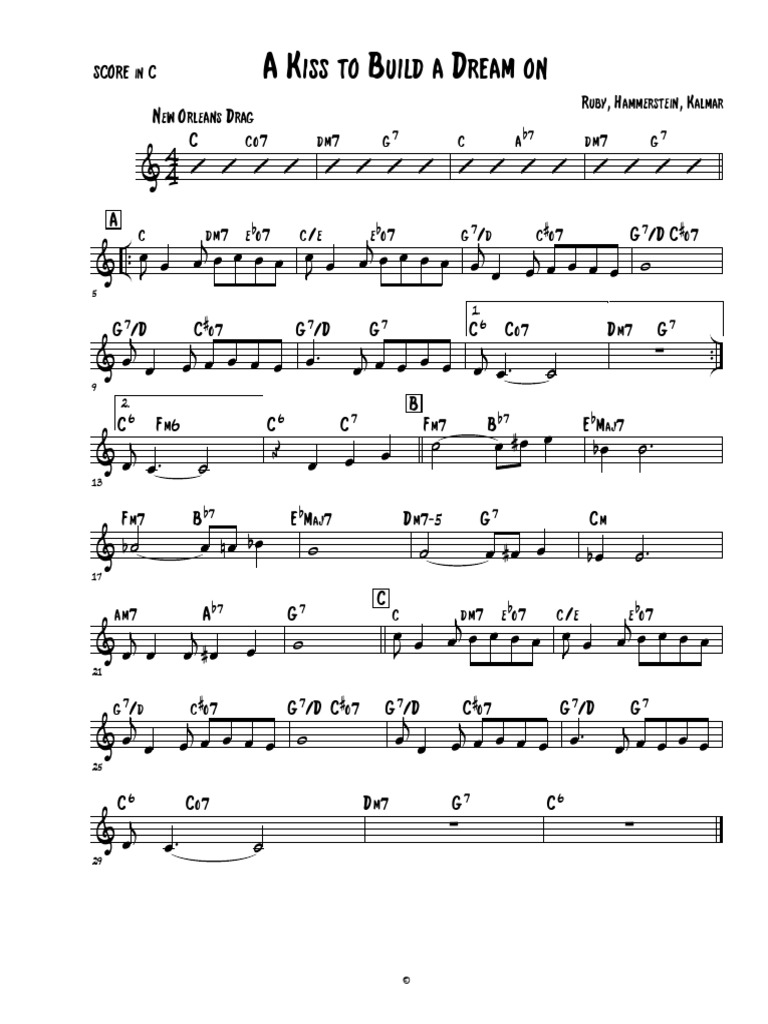 A Kiss To Build A Dream On (Lead Sheet Key of C | PDF