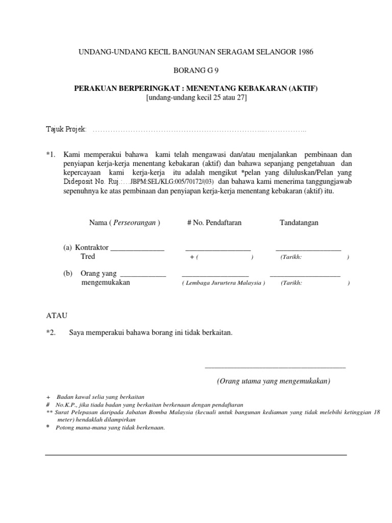 Borang g9 (Bomba) TSR | PDF