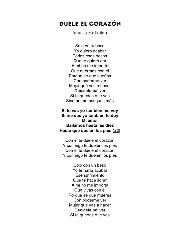 Duele El Corazón - Enrique Iglesias | PDF