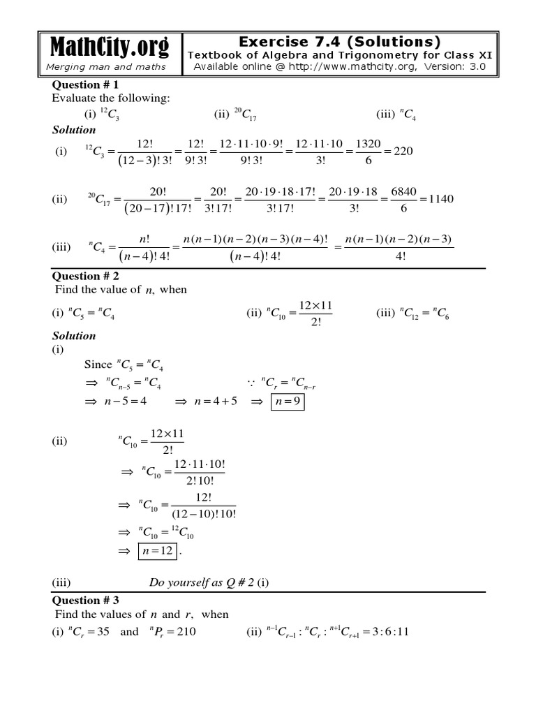 Algebra & Trigonometry Solutions for Class XI | PDF | Vertex (Geometry) | Textbook