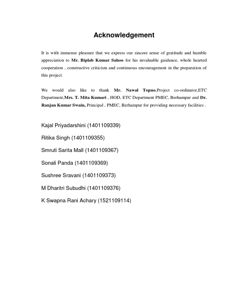 Acknowledgement Pmec | PDF