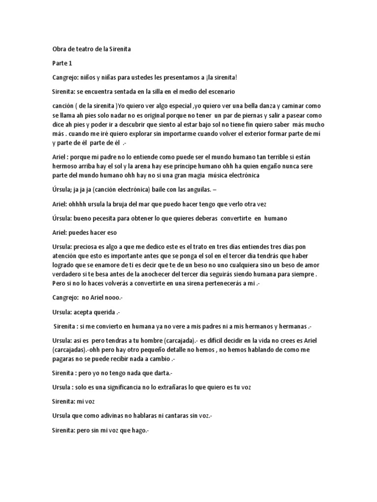 Obra de Teatro de La Sirenita | PDF | Ocio