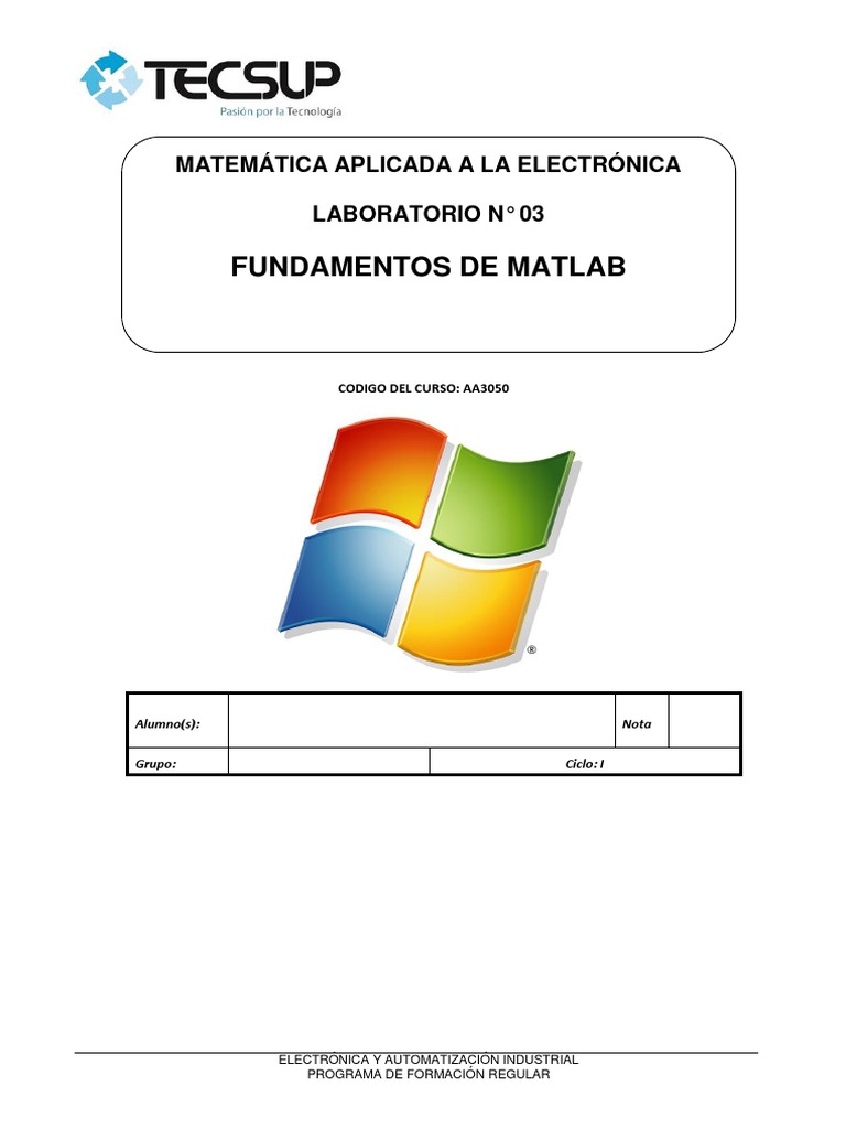 Lab 03 - Fundamentos de Matlab | PDF | Matlab | Programa de computadora