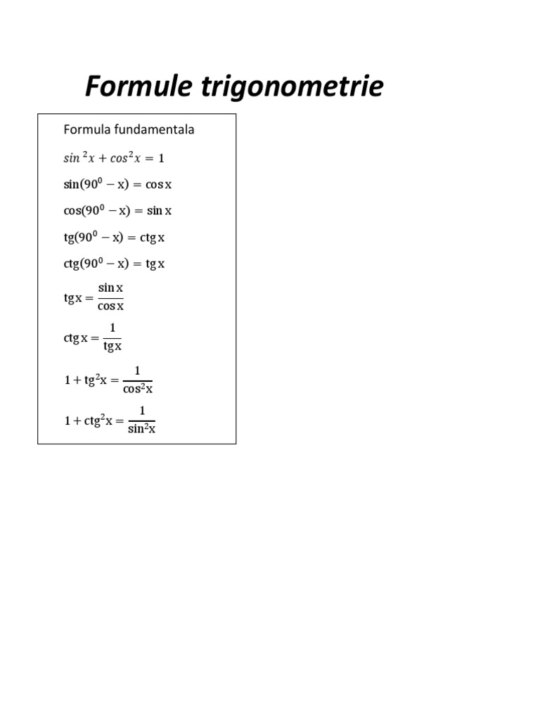Formules de trigonométrie essentielles | PDF
