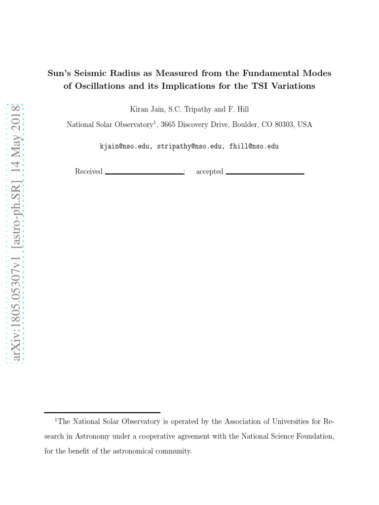 Sun's Seismic Radius As Measured From The Fundamental Modes of ...