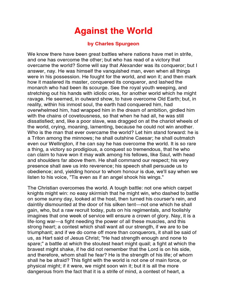 Against The World: by Charles Spurgeon | PDF