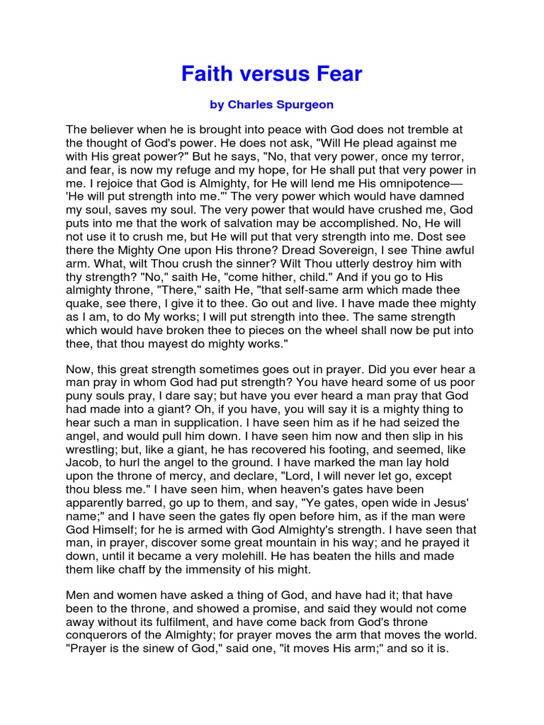 Faith Versus Fear | PDF | God In Christianity | Prayer