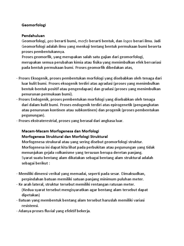 Bentukan Morfologi Permukaan Bumi Dan Proses Pembentukannya | PDF