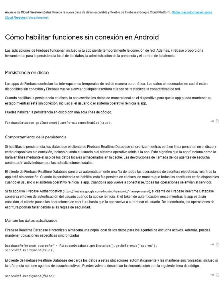 Cómo Habilitar Funciones Sin Conexión en Android - Firebase Realtime ... Cómo Habilitar Funciones Sin Conexión en Android - Firebase Realtime ...