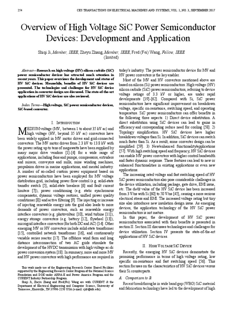 Overview of High Voltage SiC Power Semiconductor Devices Development ...