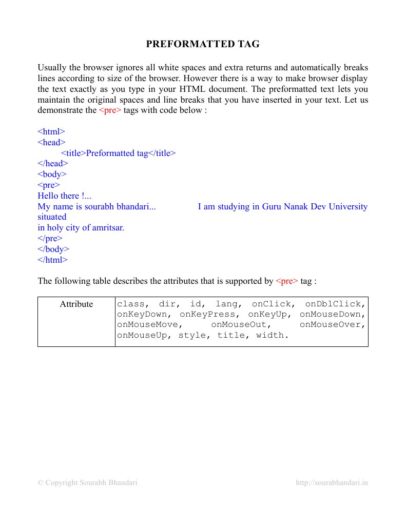 Preformatted HTML | PDF | Html Element | Html