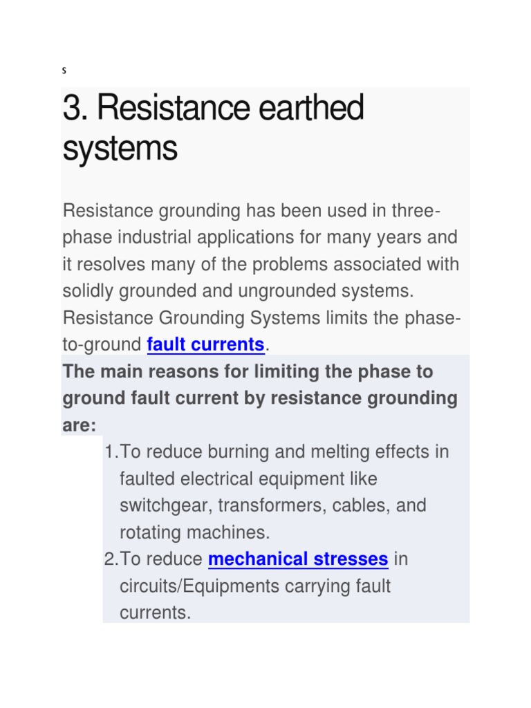 Resistance Earthed Systems: Fault Currents | PDF | Electric Current ...