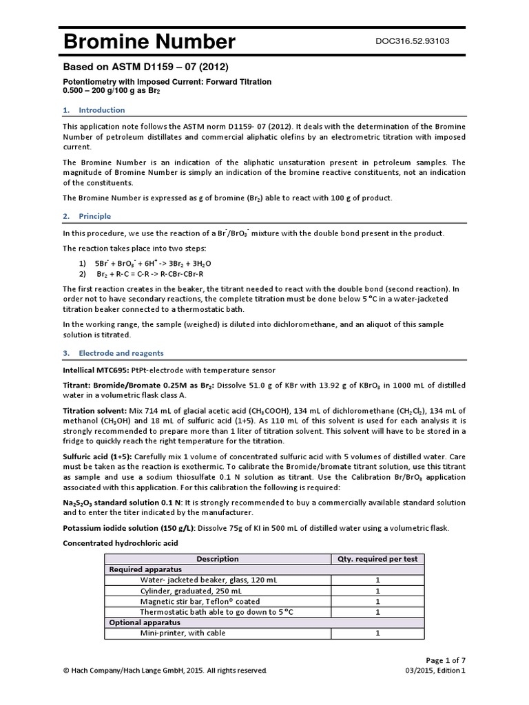 Bromine Number in Petroleum Products | PDF | Titration | Chemistry