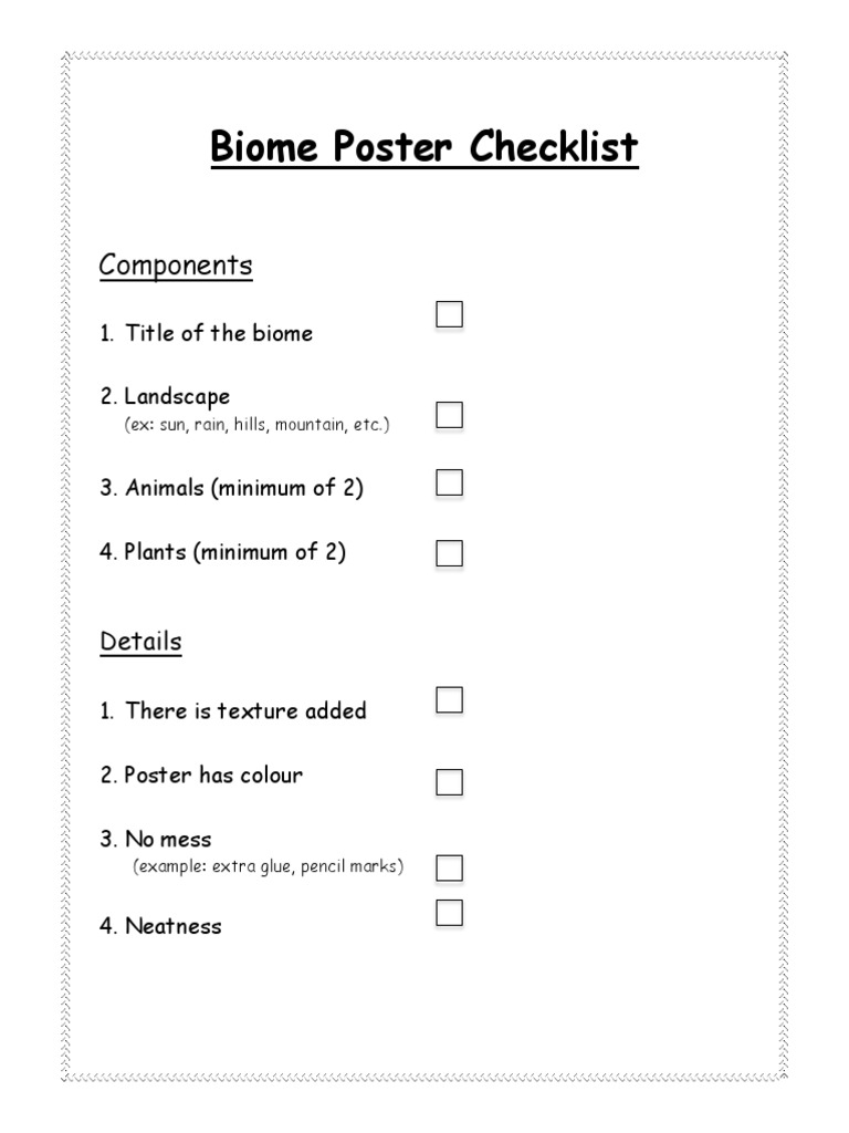 Biome Poster Creation Checklist | PDF | Science & Mathematics