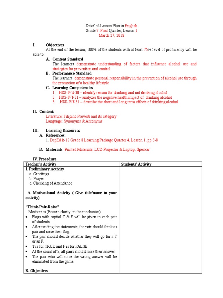 Alcohol Awareness Lesson Plan | PDF | Drink | Ethanol