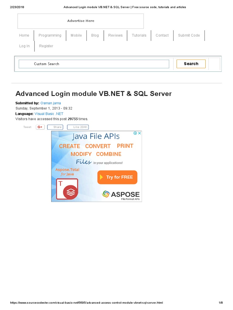 Advanced VB.NET Login Module Guide | PDF | Microsoft Sql Server | Php