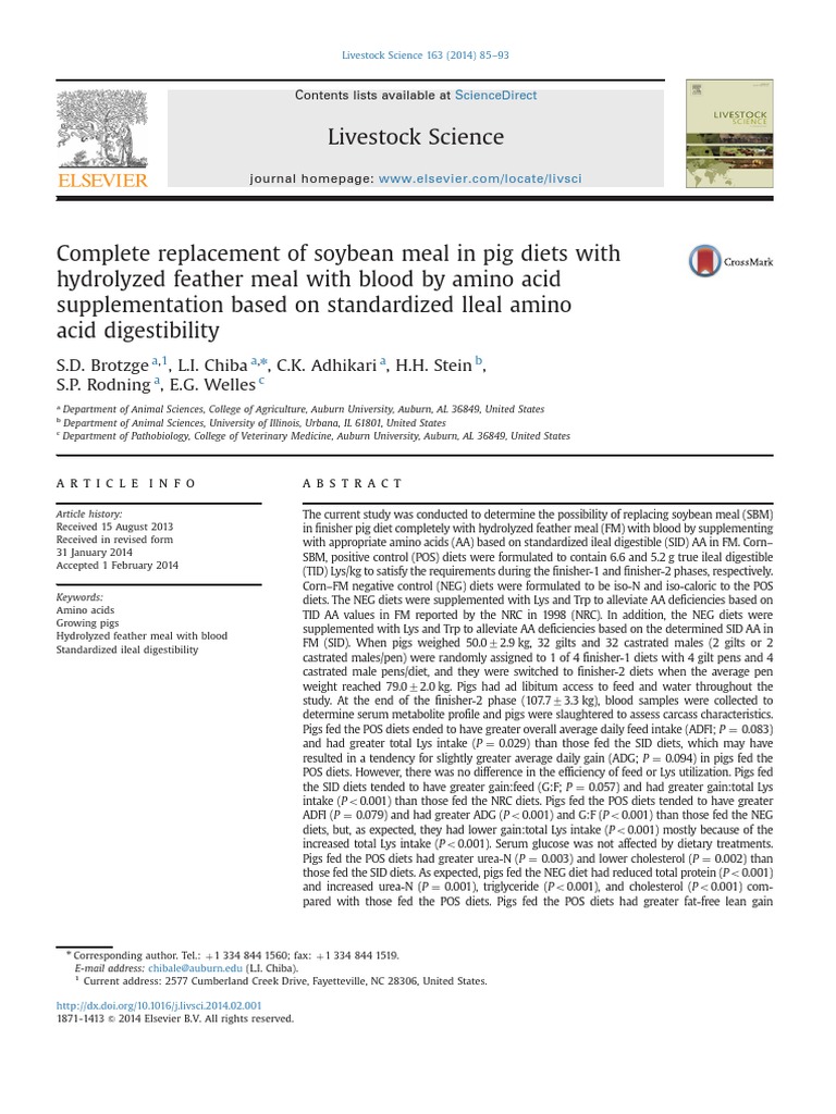 Complete Replacement of Soybean Meal in Pig Diets With | PDF | Lysine ...