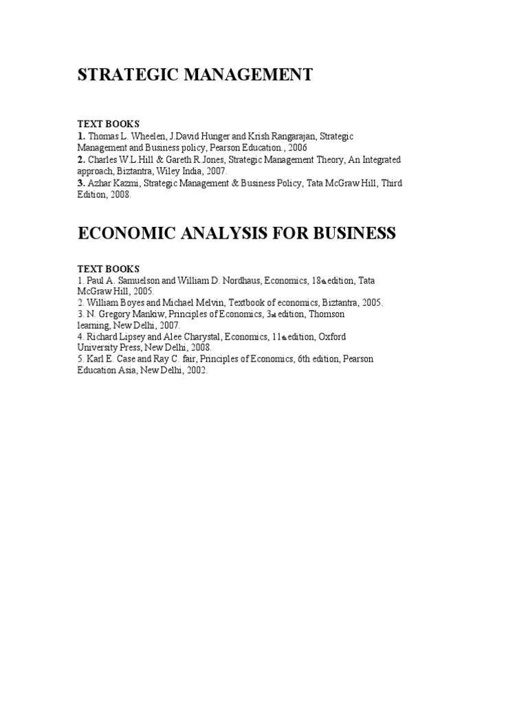 Strategic Management Textbooks Overview | PDF | Finance & Money Management