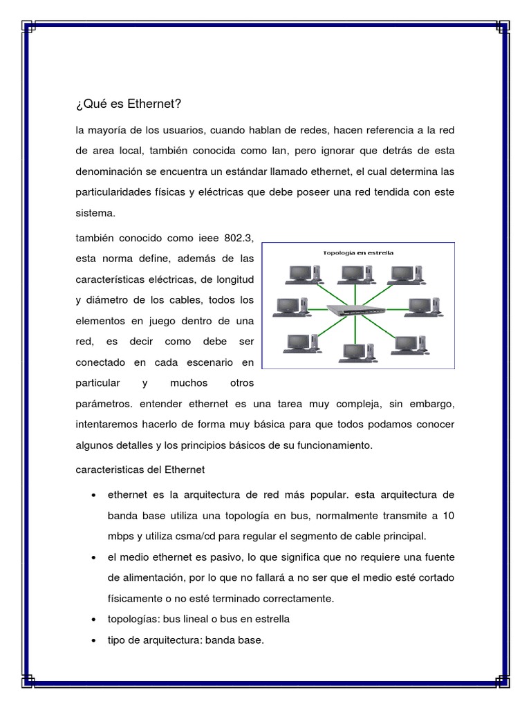 Qué Es Ethernet | PDF | Ethernet | Protocolos de capa física