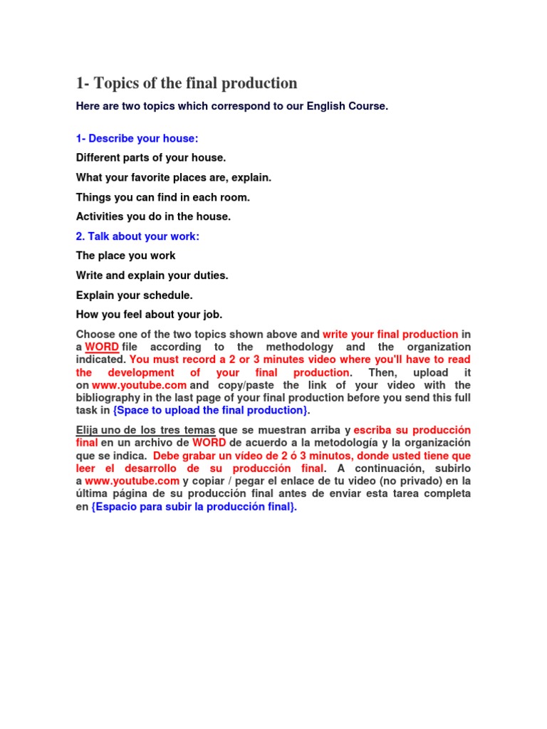 Topics of The Final Production | PDF | Bedroom | Home